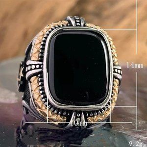 Accessories | Mens Black Onyx Two Tone Moon Star Open Turkish Ottoman ...